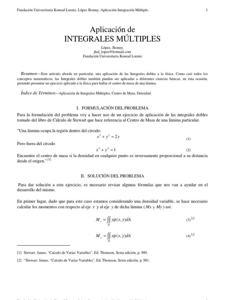 Articulo Aplicación Integracion - Multiple | PDF | Integral | Función (Matemáticas)