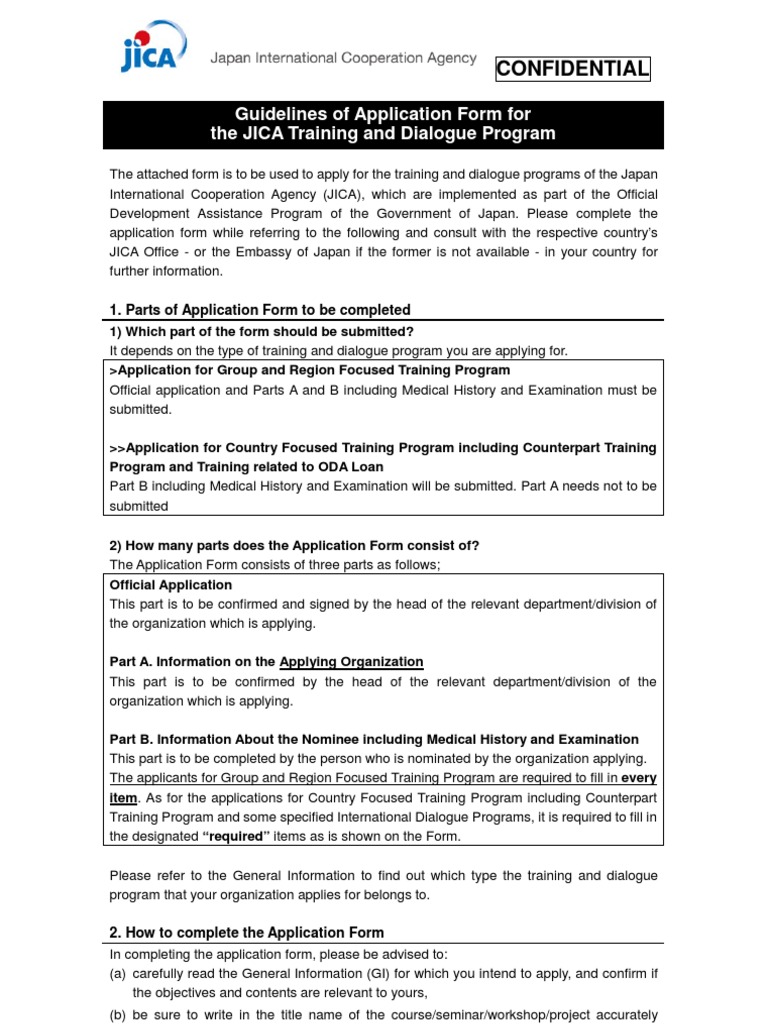 Guidelines of Application Form For The JICA Training and Dialogue ...