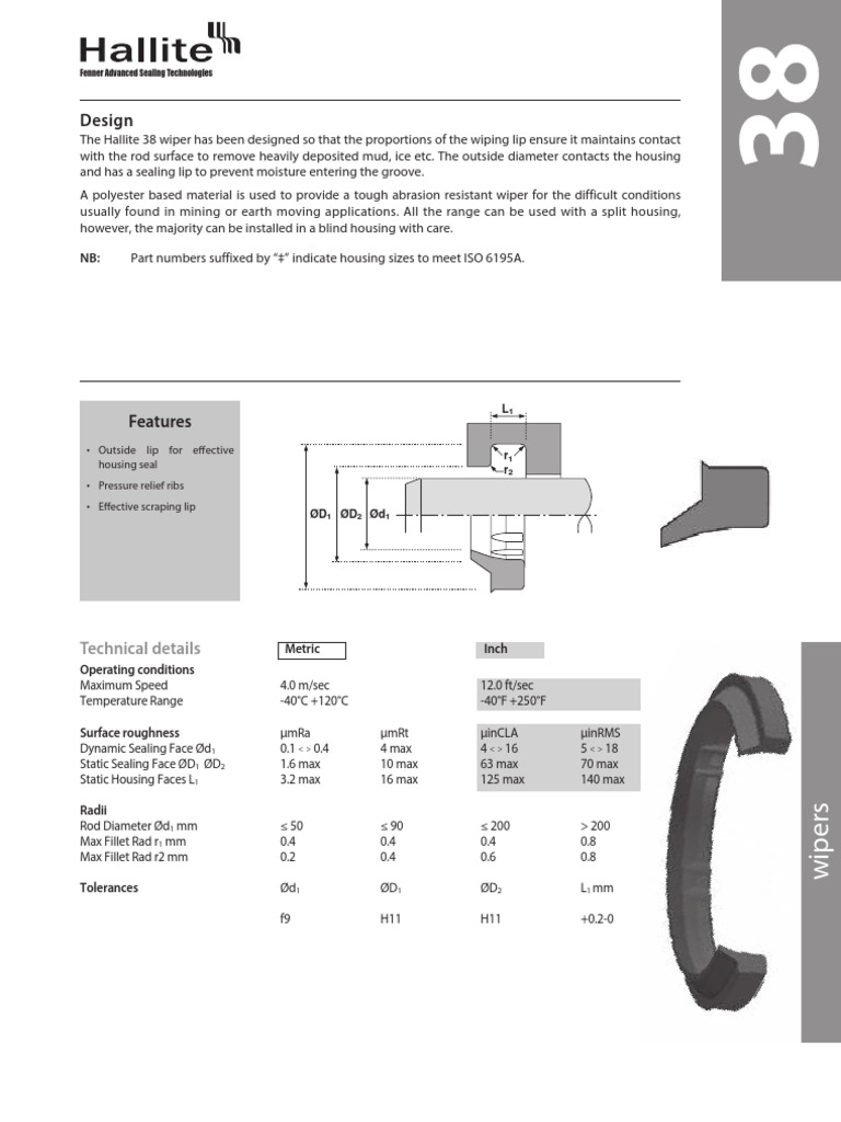 Hallite 38 Wiper Seal Specifications | PDF