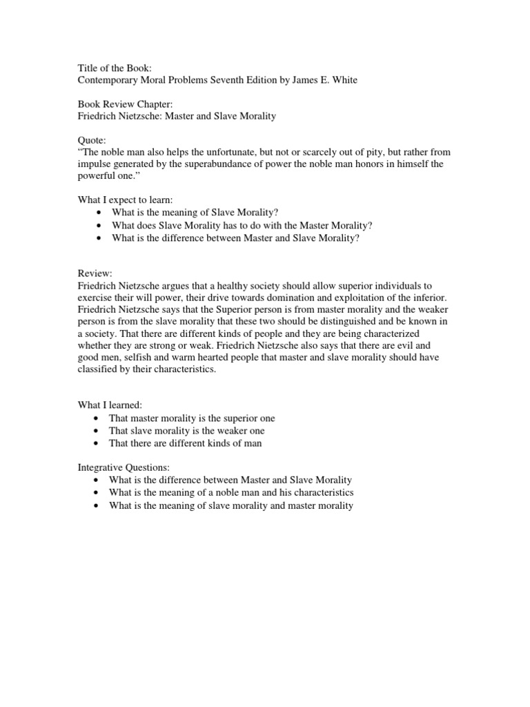 Friedrich Nietzsche Master and Slave Morality | PDF | Stereotypes ...