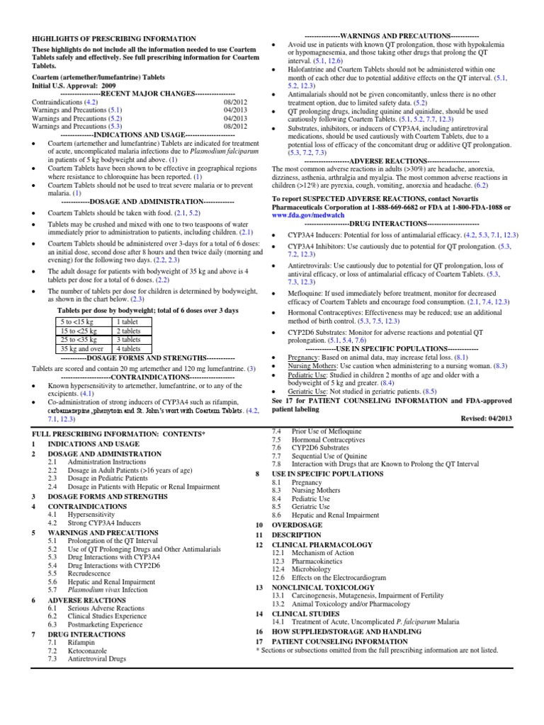 Coartem | Malaria | Pharmacokinetics