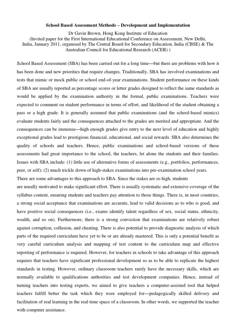 School Based Assessment Methods | PDF | Test (Assessment) | Educational ...
