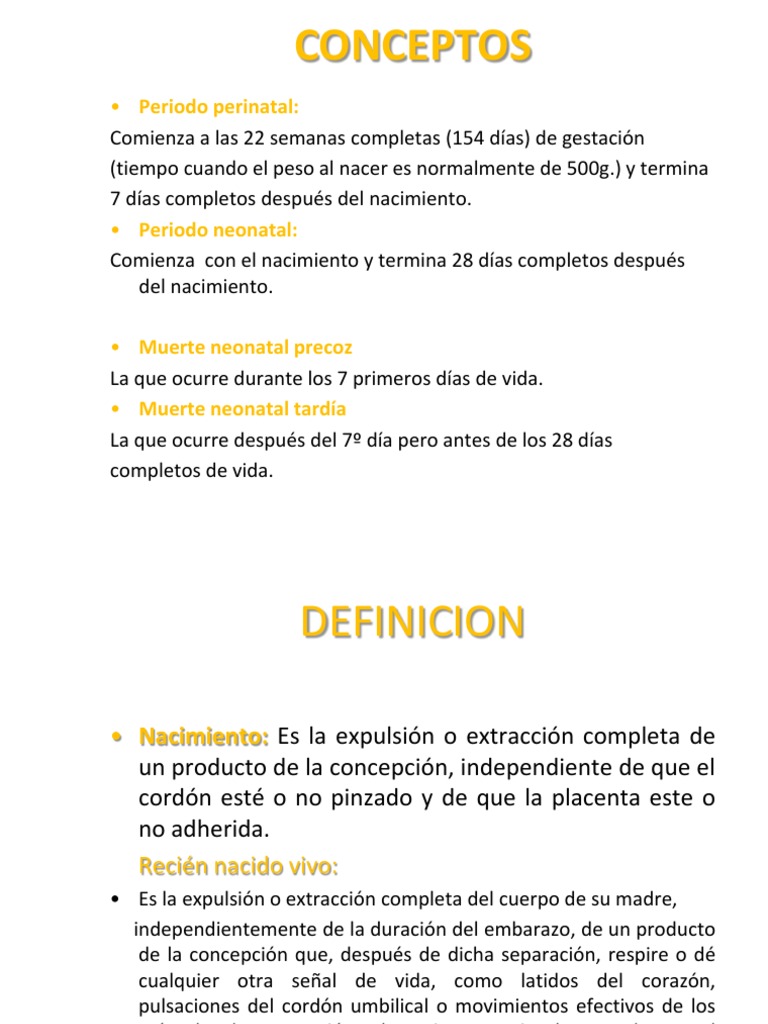 Conceptos: - Periodo Perinatal | PDF | Parto | Infantes