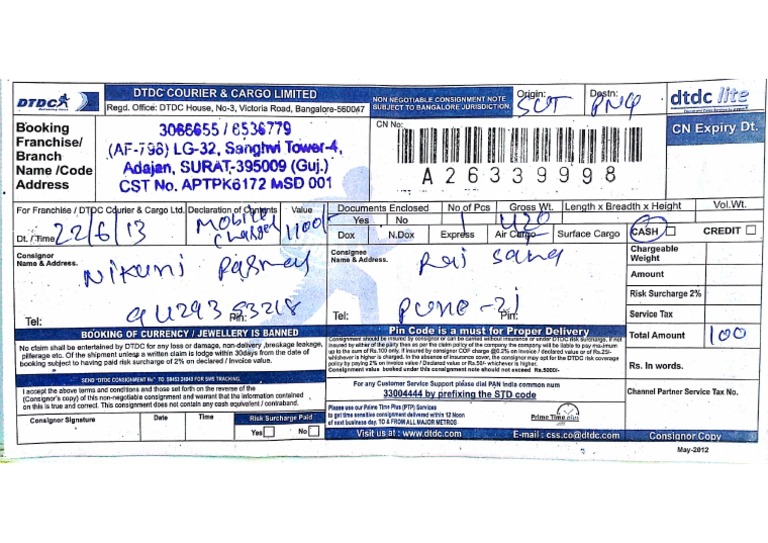 Courier Receipt | PDF