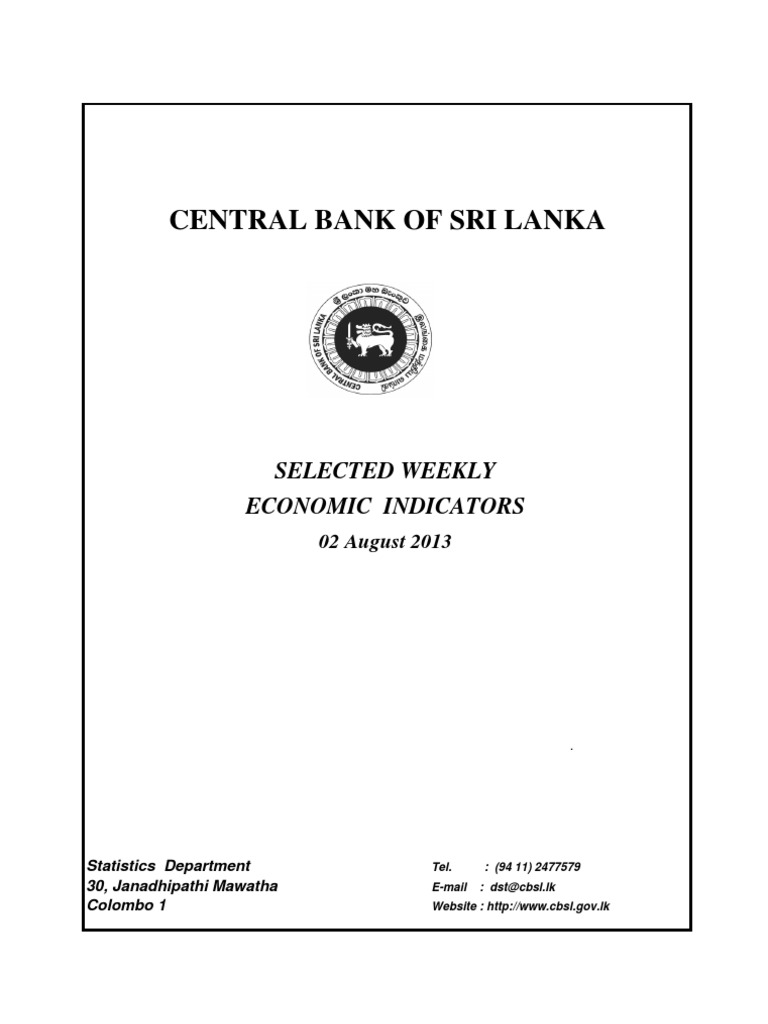 Central Bank of Sri Lanka: Selected Weekly Economic Indicators | PDF | Repurchase Agreement ...