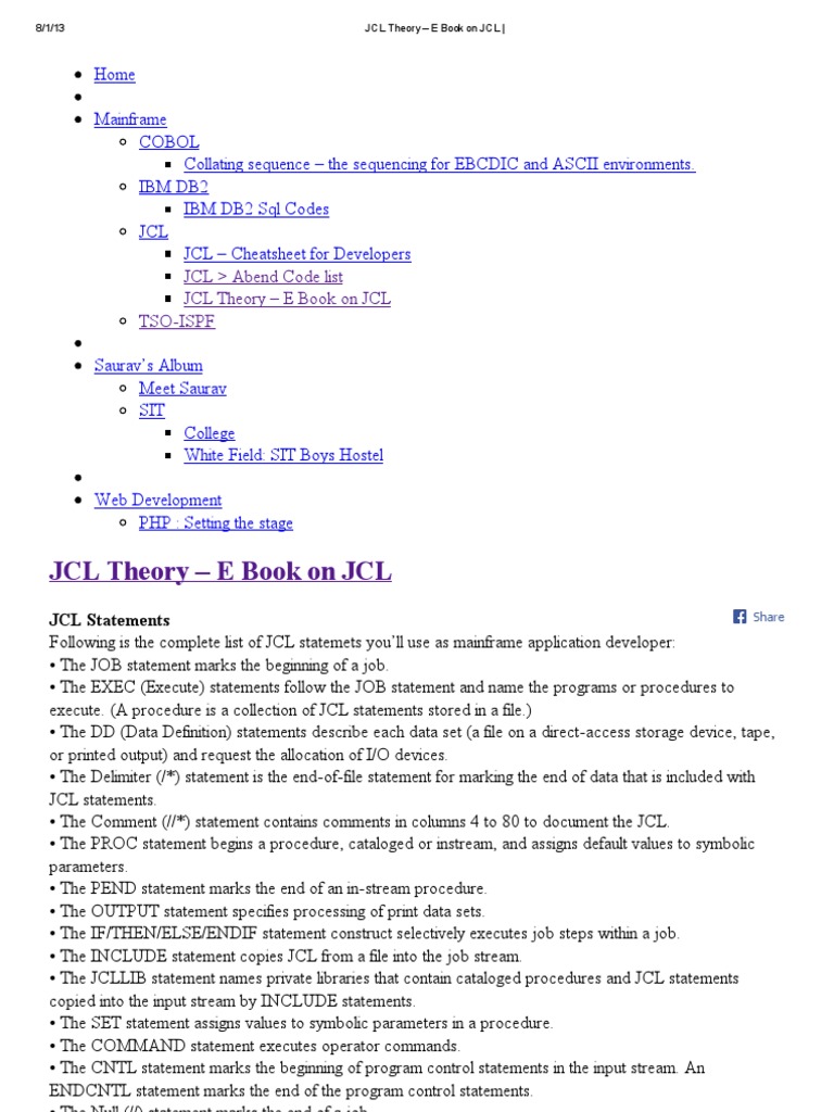 JCL Theory - E Book On JCL | PDF | Computer Data | Computer Programming