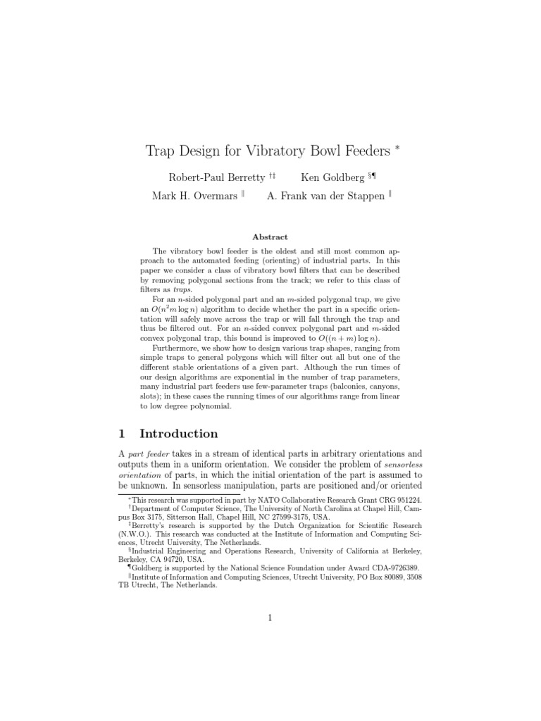 Trap Design For Vibratory Bowl Feeders | PDF | Vertex (Geometry) | Angle