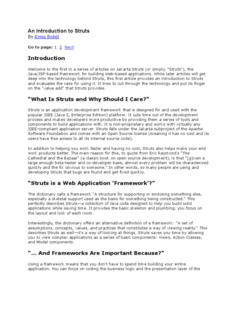 An Introduction To Struts Pdf Modelviewcontroller Java Server Pages