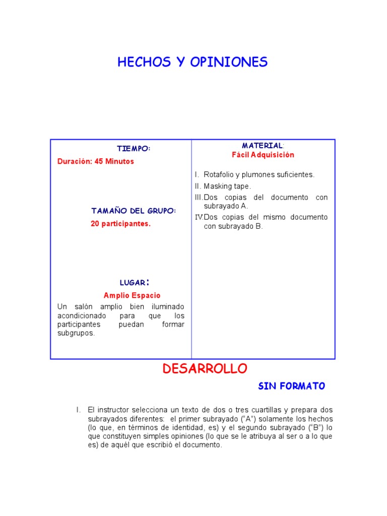Hechos Y Opiniones: Desarrollo | PDF
