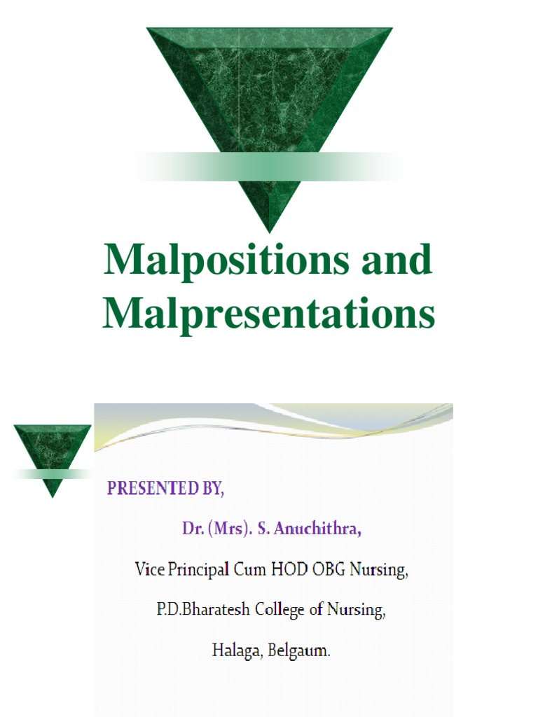 Malpositions & Malpresentations Guide | PDF | Childbirth | Pelvis