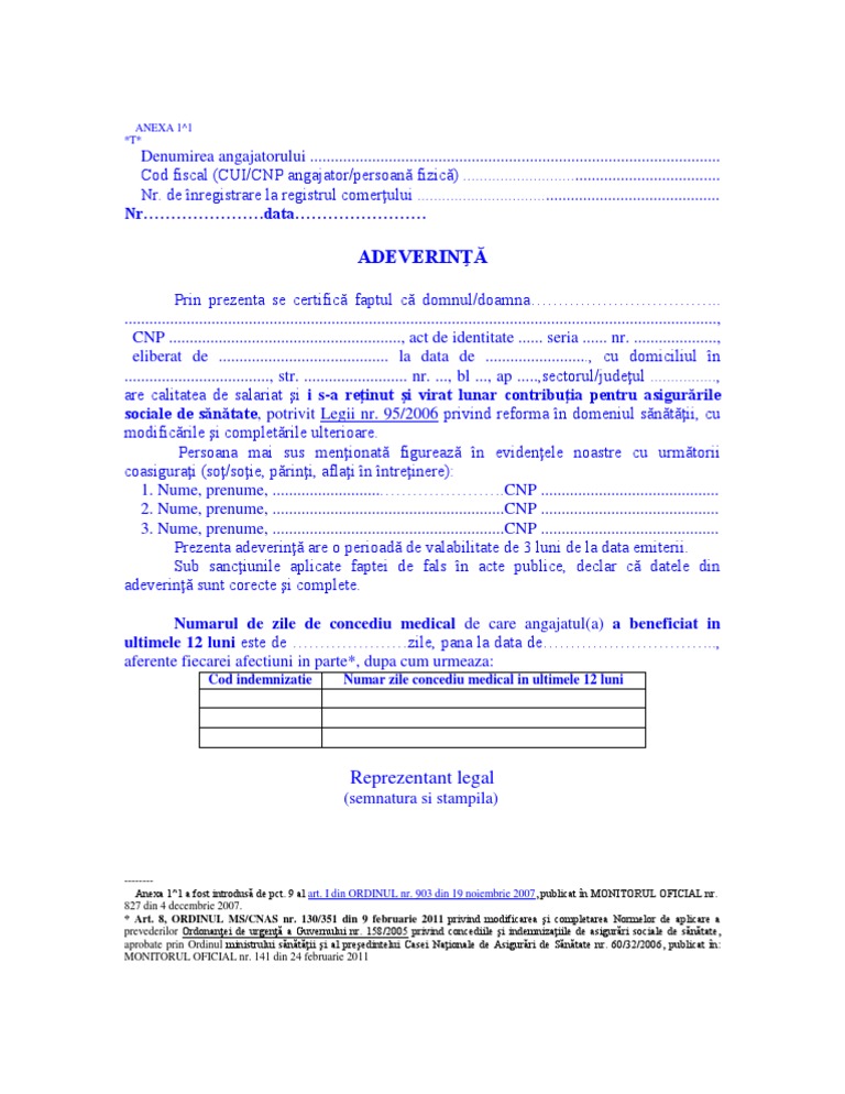 Model Adeverinta Salariat | PDF