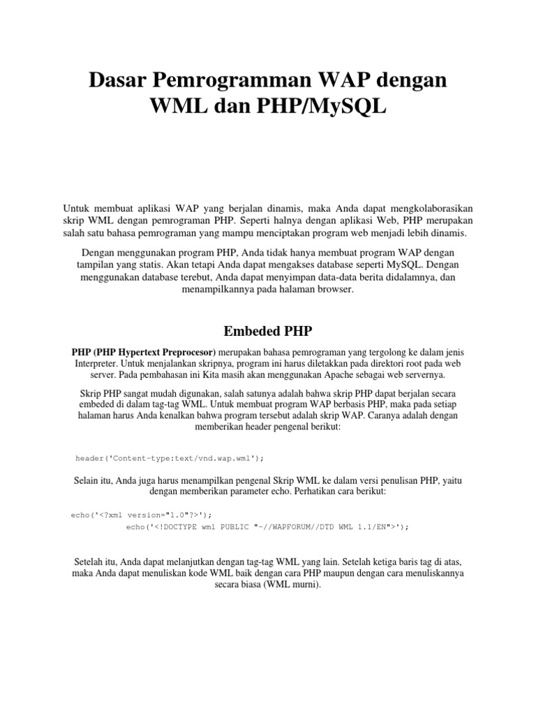 Pemrograman WAP Dengan PHP Dan MySQL | PDF | Bisnis | Komputer