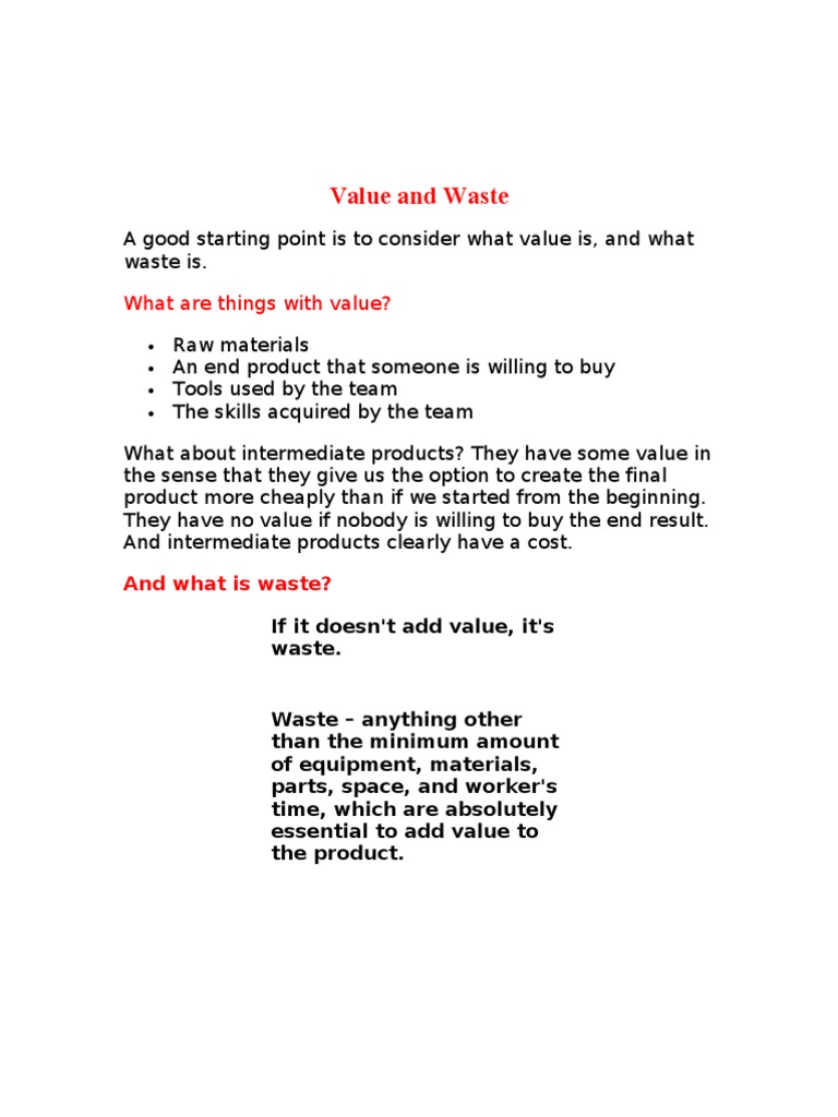 Value and Waste: What Are Things With Value? | PDF | Waste | Inventory