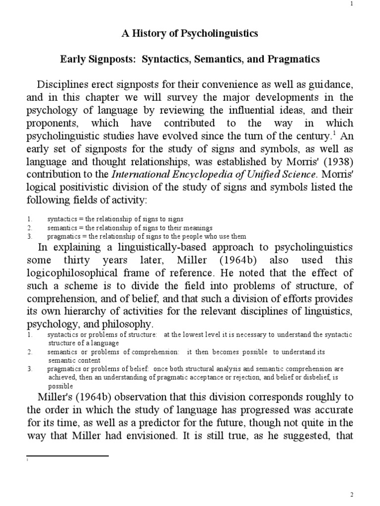 History of Psycholinguistics | PDF | Psycholinguistics | Linguistics