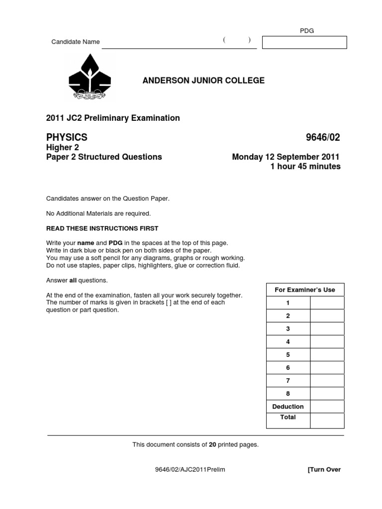 2011 AJC Prelim H2 Physics P2 | PDF | Particle Accelerator | Wavelength