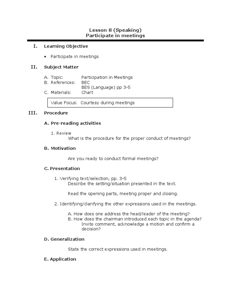 Effective Meeting Participation | PDF