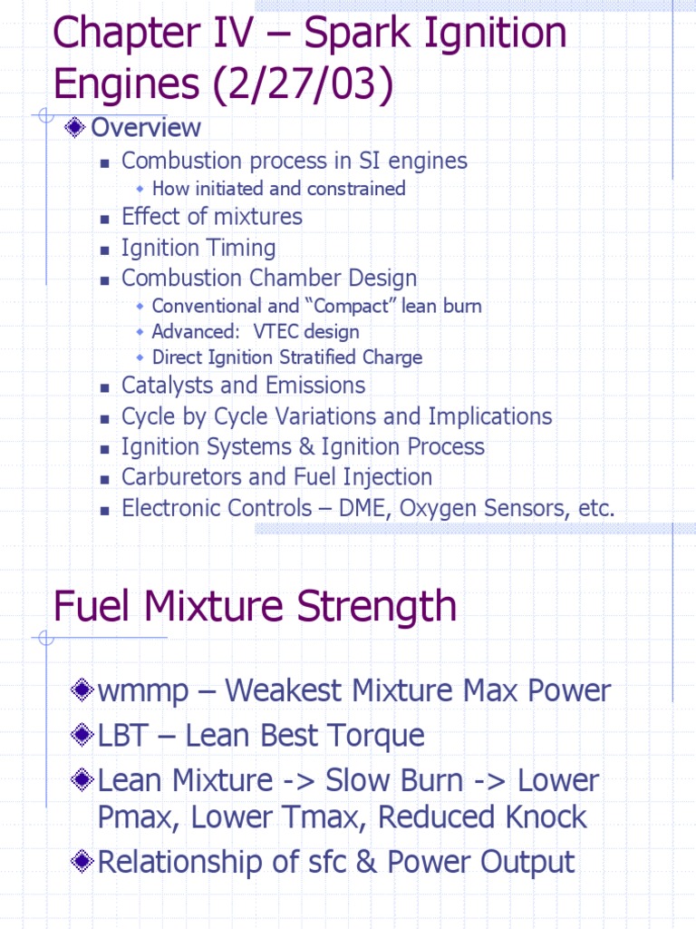 Spark Ignition Engine | PDF | Carburetor | Ignition System