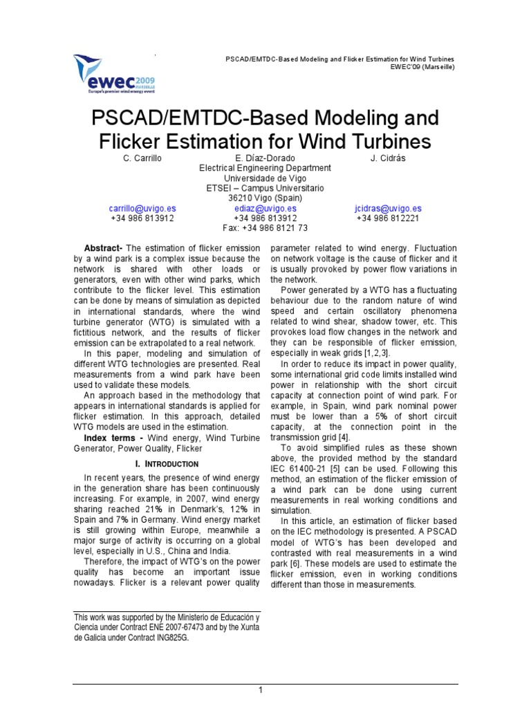 PSCAD-Based Modeling and Flicker Estimation For Wind Turbines | PDF ...