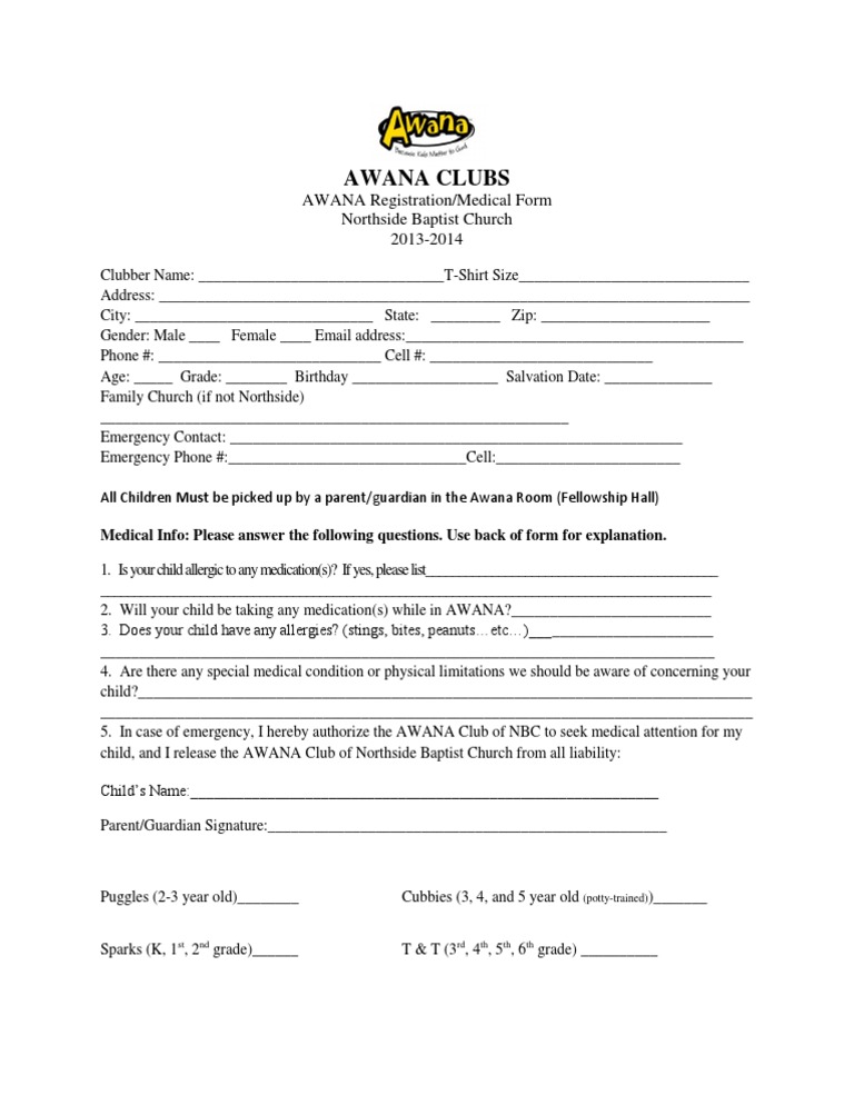 Awana Registration Spaced With Logo | PDF