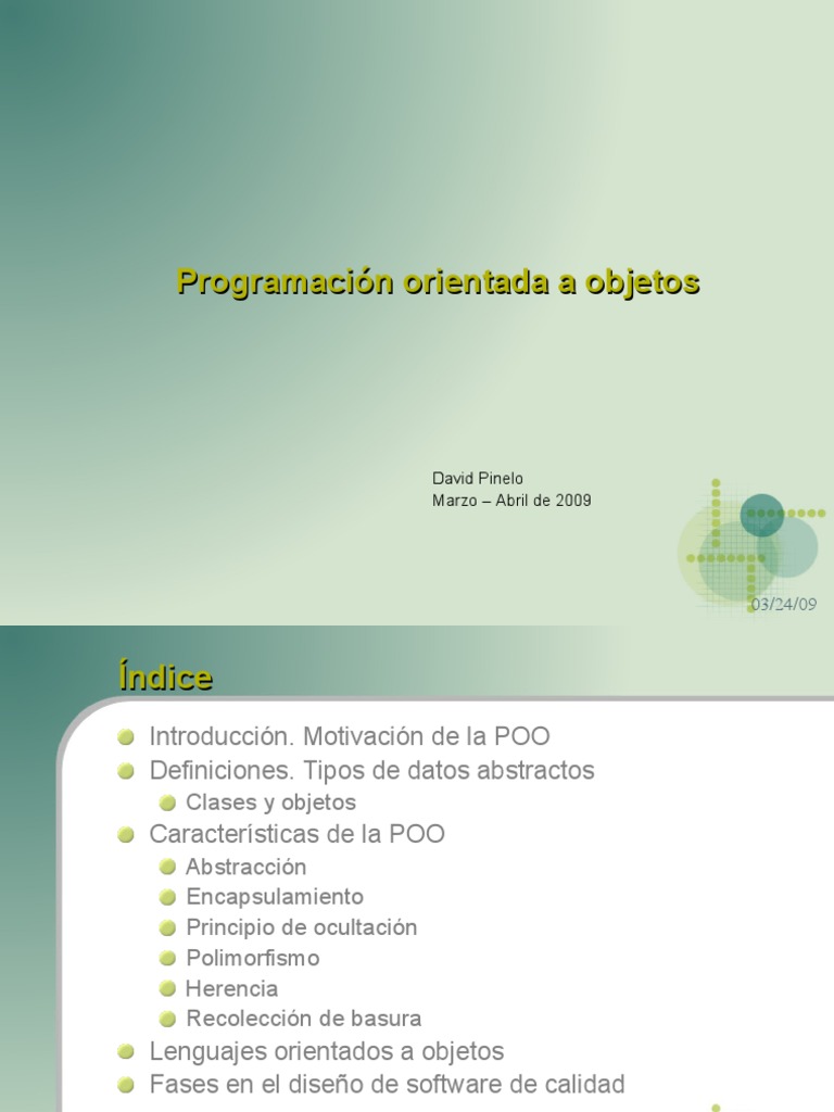 POO Diapositivas | PDF | Objeto (informática) | Programación orientada a objetos
