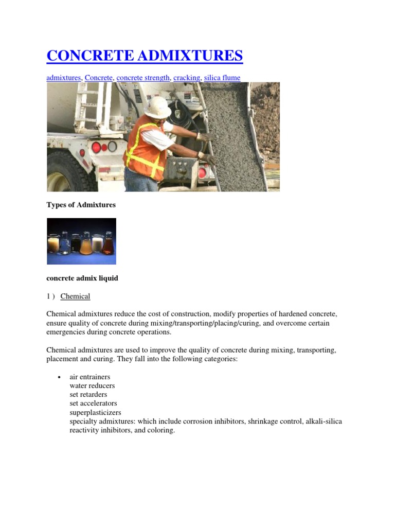 Concrete Admixtures Guide | PDF