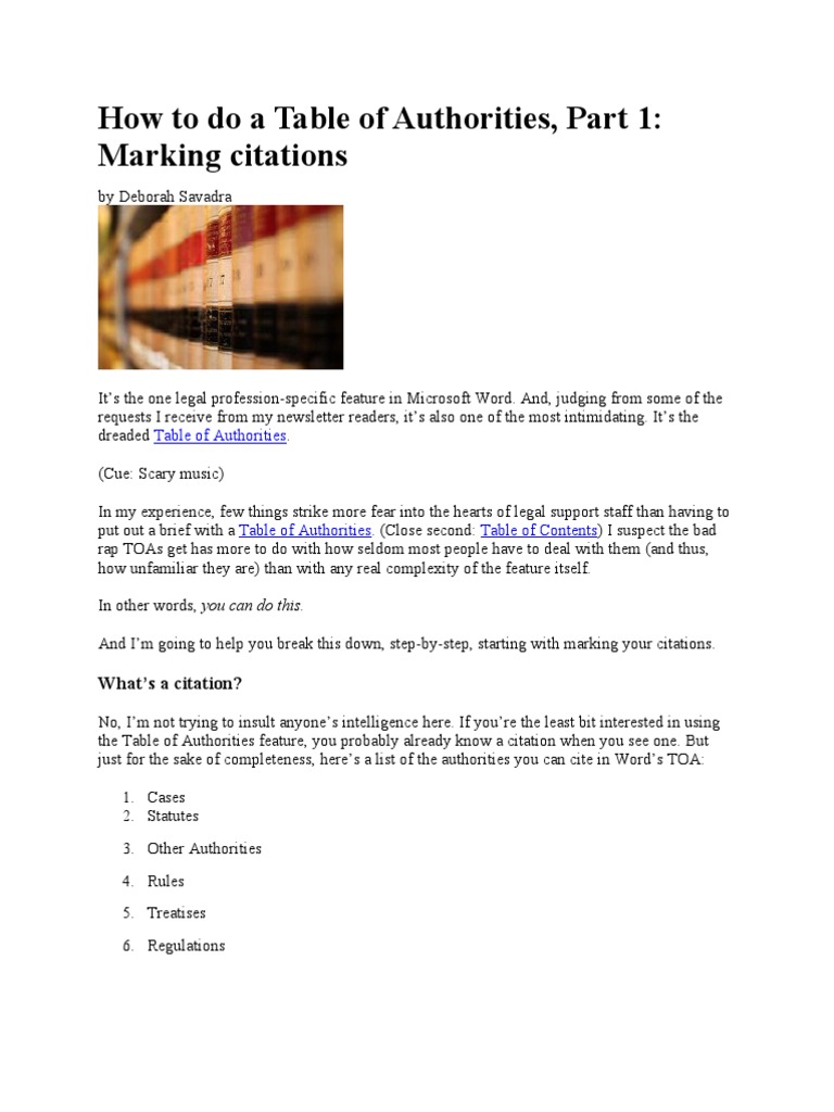 How To Do A Table of Authorities, Part 1: Marking Citations | Download ...