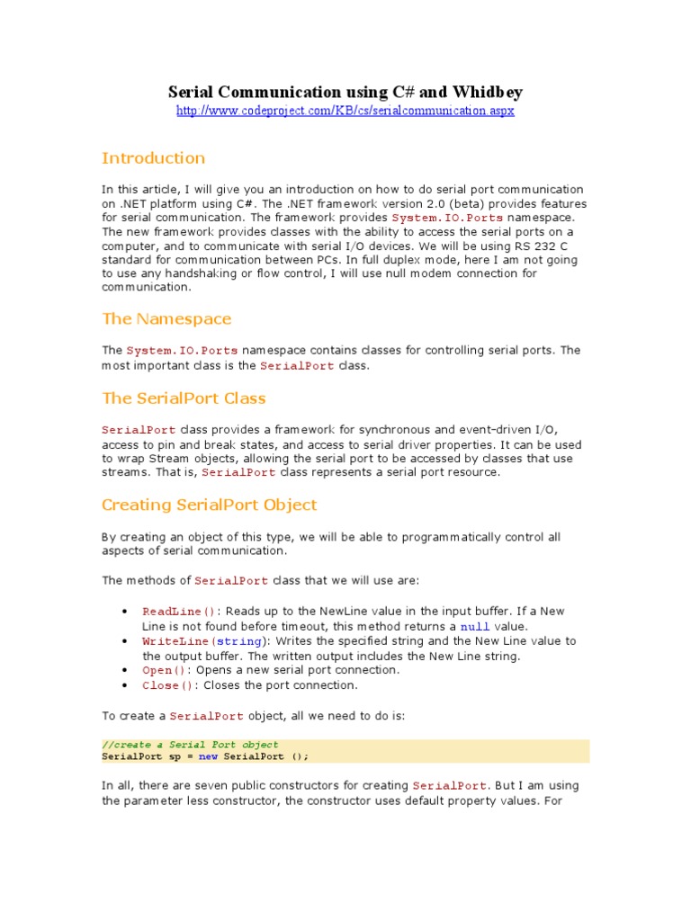 Serial Communication Using C | PDF | Electronic Engineering | Physical ...