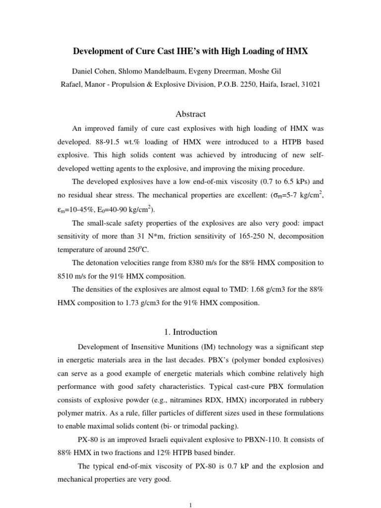 Developement of Cure Cast | PDF | Explosive Material | Rheology