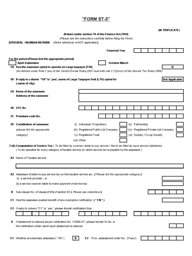 Form No. ST 3 - Amended Notification 10 - 2009 - ST | Download Free PDF ...