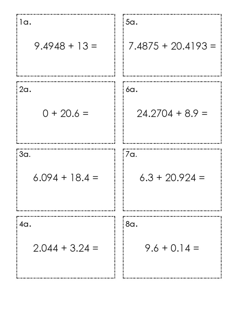 Adding Decimals Task Cards | PDF
