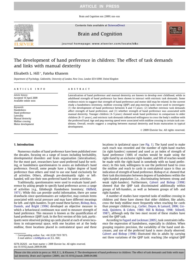The Development of Hand Preference in Children | PDF | Handedness ...