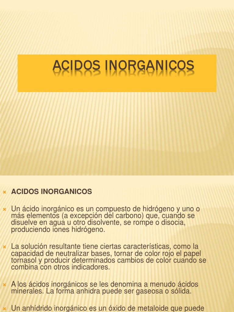 Acidos Inorganicos-1 | PDF | Ácido clorhídrico | Quemar