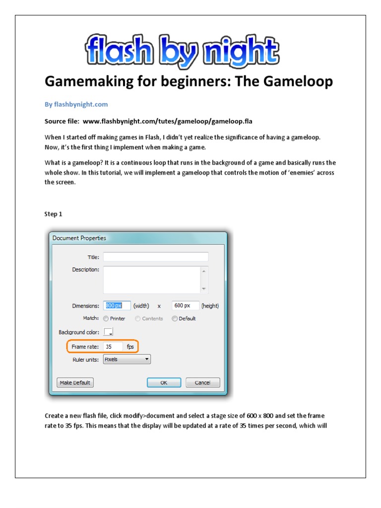 Gamemaking For Beginners: The Gameloop | PDF | Frame Rate | Adobe Flash