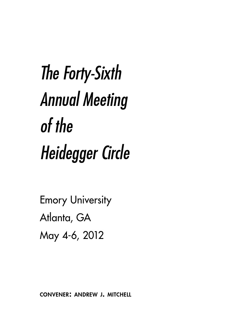 Heidegger Circle 2012 Conference Highlights | PDF | Being And Time ...