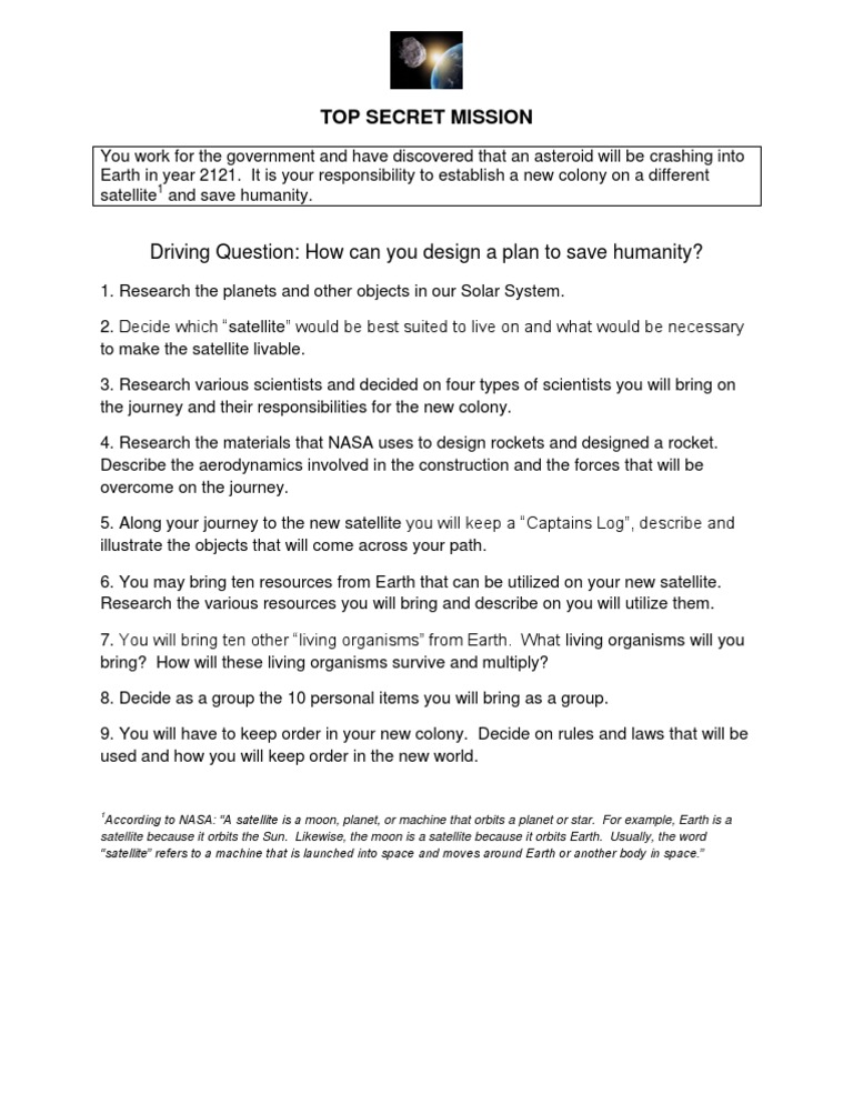 Top Secret Mission Driving Question and Process | PDF | Social Science ...