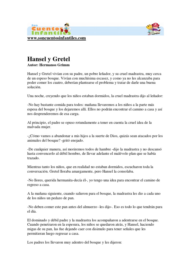 Hansel Y Gretel Un Cuento Clásico De Los Hermanos Grimm Sobre La