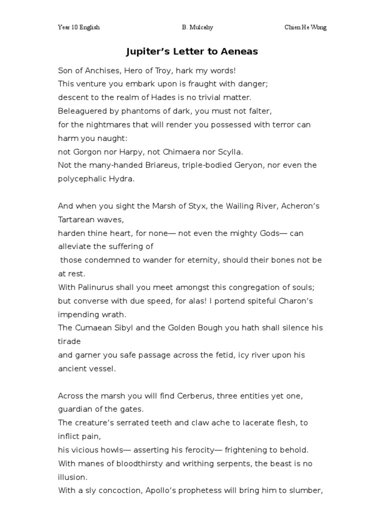The Aeneid: Describing Aeneas' Descent To The Underworld | PDF | Aeneid ...