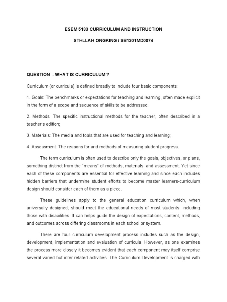 What Is Curriculum | PDF | Curriculum | Design