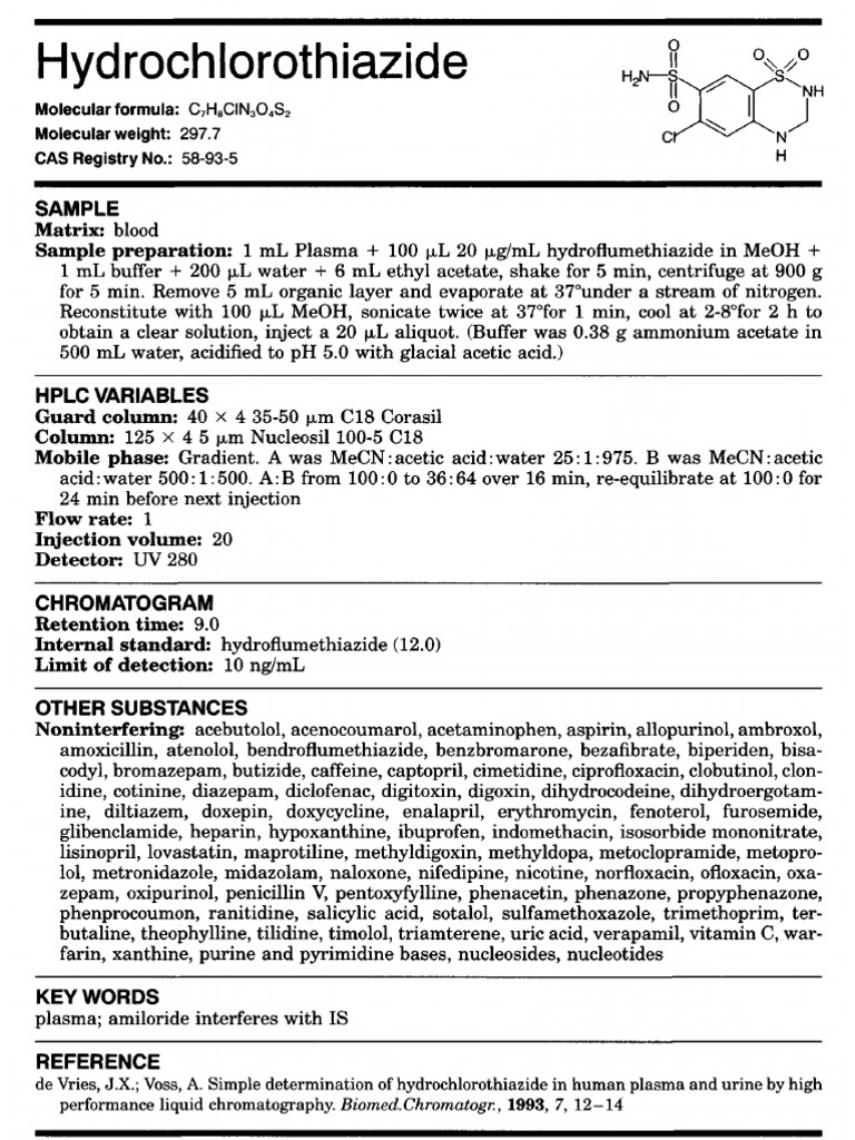 Hydrochlorothiazide | PDF | Chromatography | High Performance Liquid ...