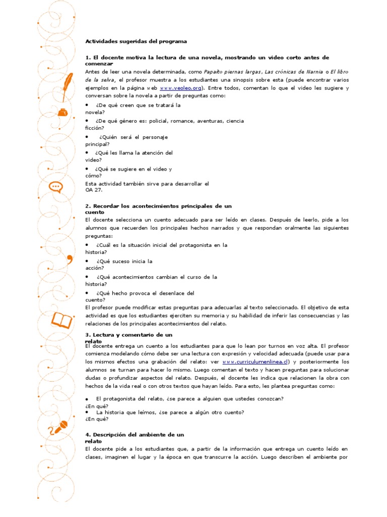 Actividades Didácticas para Fomentar la Lectura | PDF | Cuentos ...