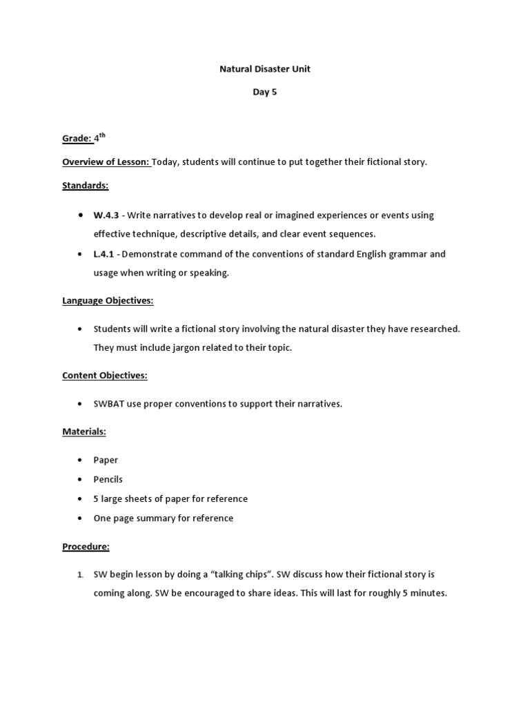 4th Grade Natural Disaster Stories | PDF | Narrative | Semiotics