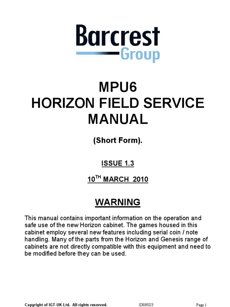 Mpu6 - Generic Horizon-manual-short-Form Issue 1.3 - No Safety | PDF ...