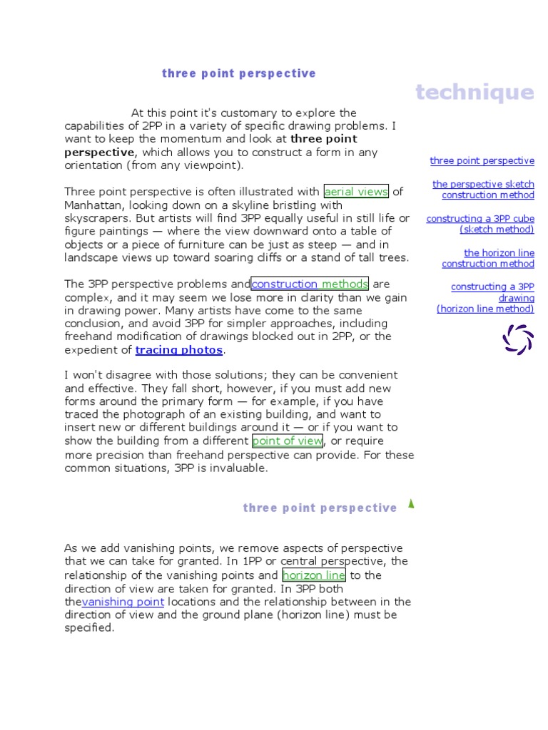 Three Point Perspective | PDF | Perspective (Graphical) | Horizon