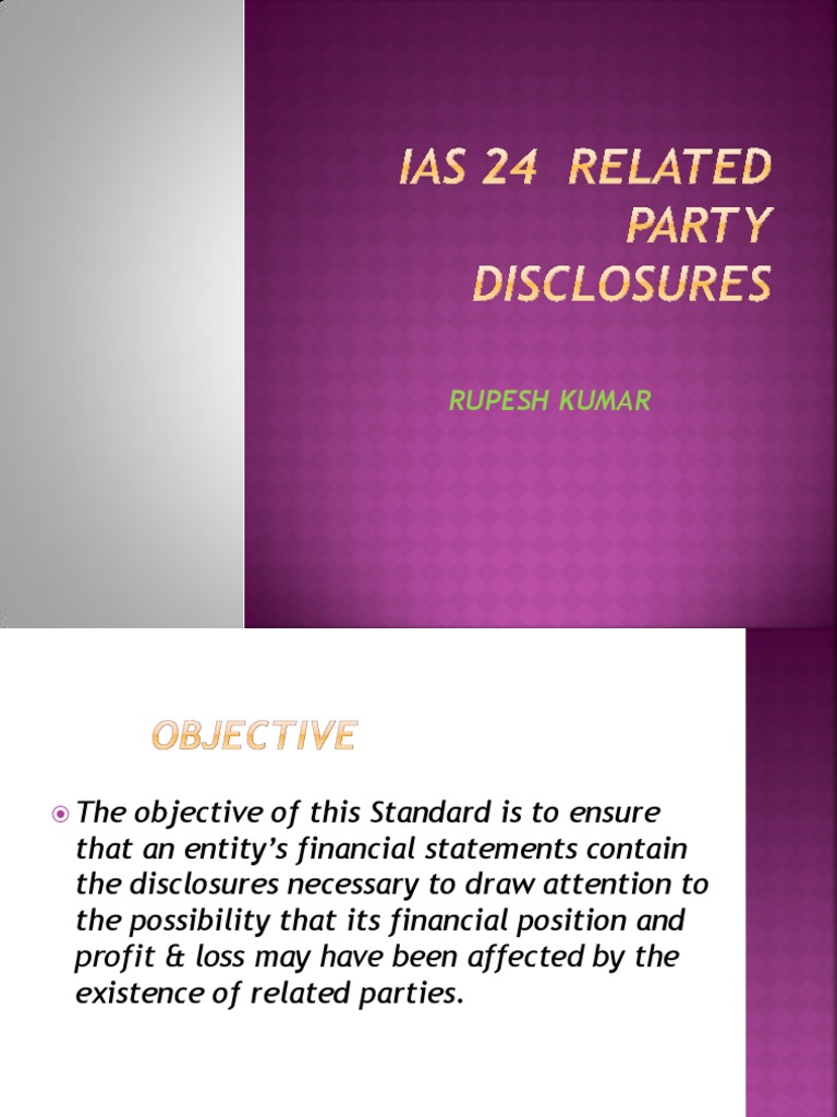 Ias 24 Related Party Disclosures | PDF | Subsidiary | Joint Venture