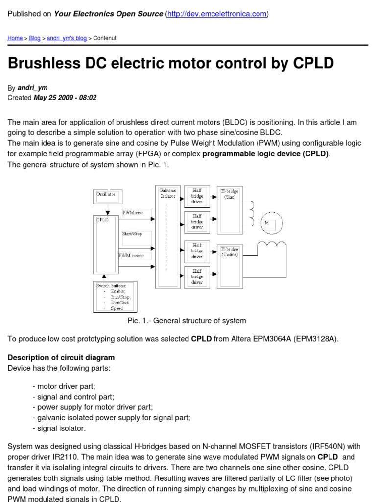 Brushless DC Electric Motor Control by CPLD | PDF | Electronic Circuits ...