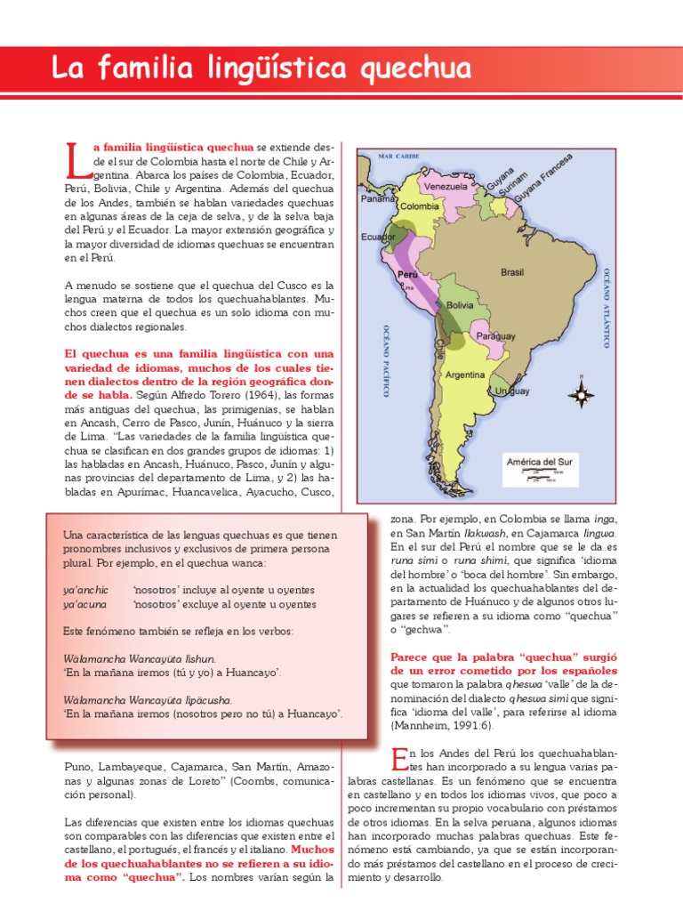 Familia Quechua | PDF | Lingüística | Idiomas