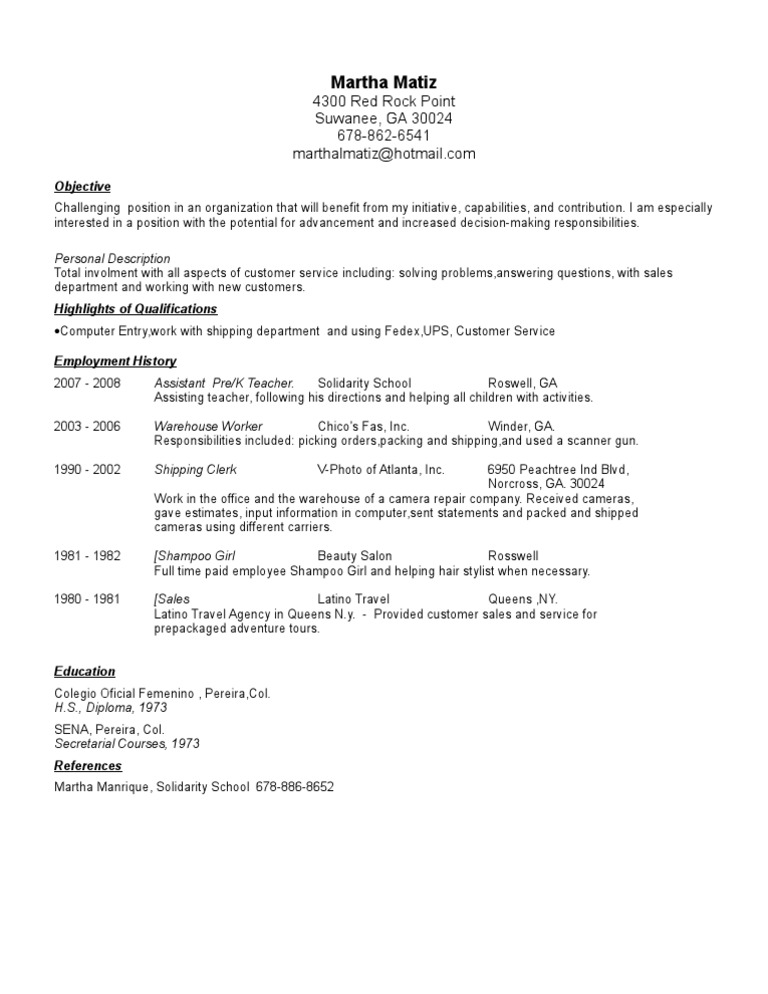 Martha Resume | PDF