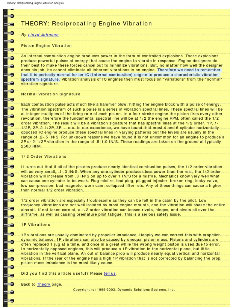 Theory - Reciprocating Engine Vibration Analysis | PDF | Internal ...