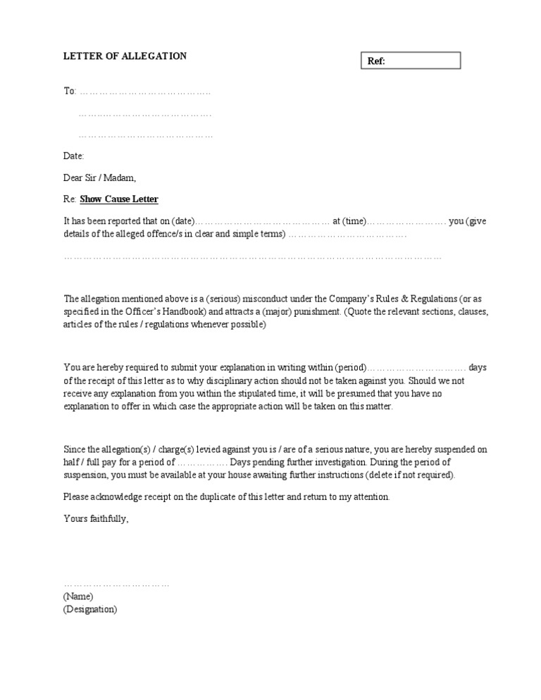 02 Letter of Allegation-Master | PDF