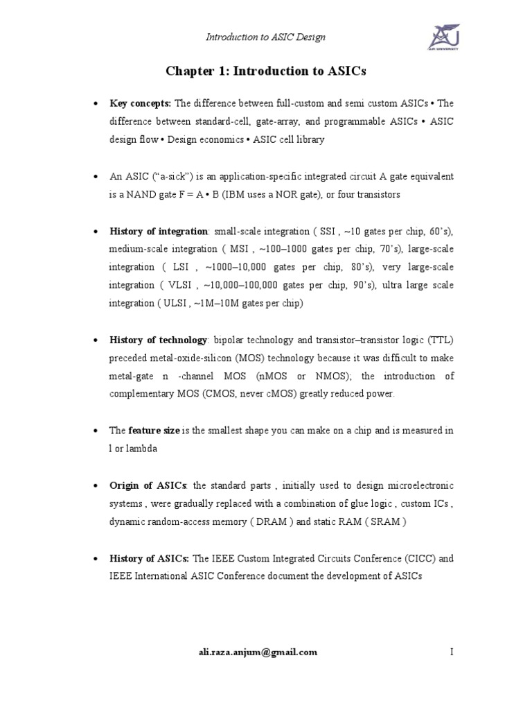 Chapter 1: Introduction To Asics | PDF | Integrated Circuit | Field Programmable Gate Array